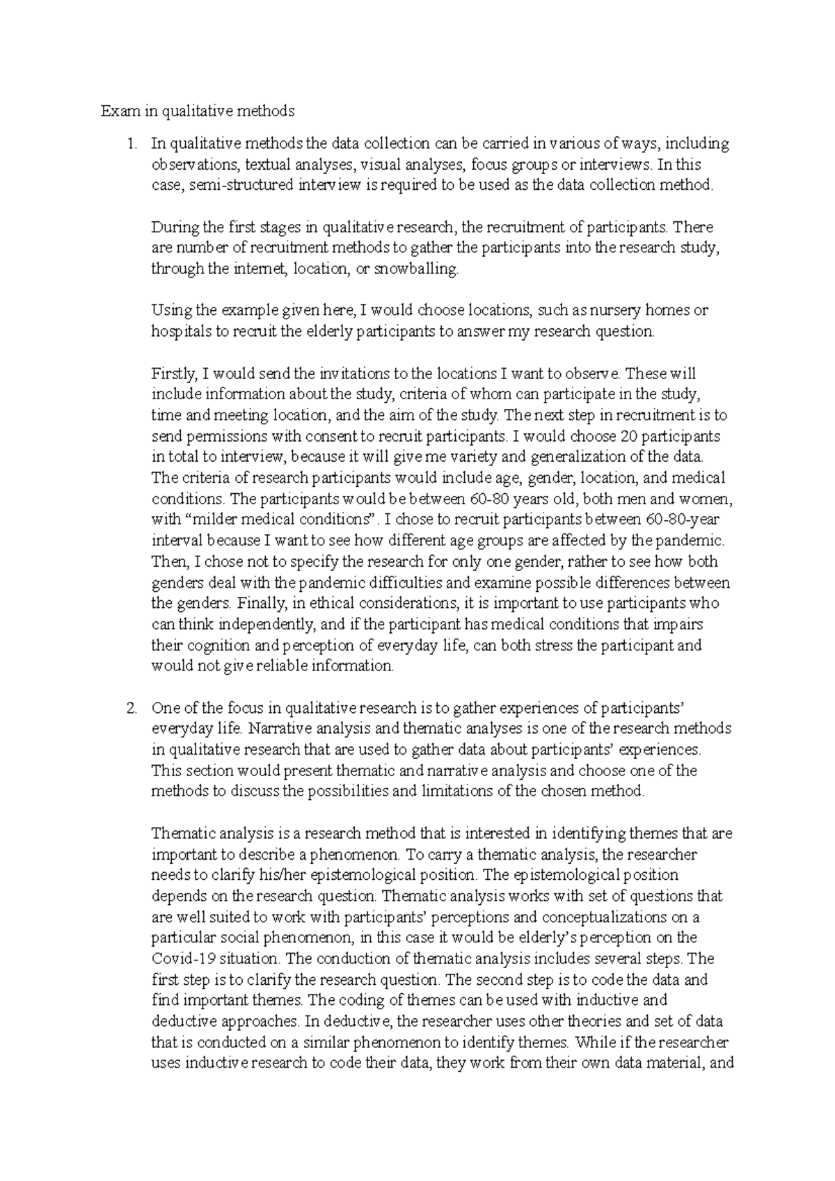 Hjemmeeksamen i kvalitativ metode PSY2013 - Exam in qualitative methods ...