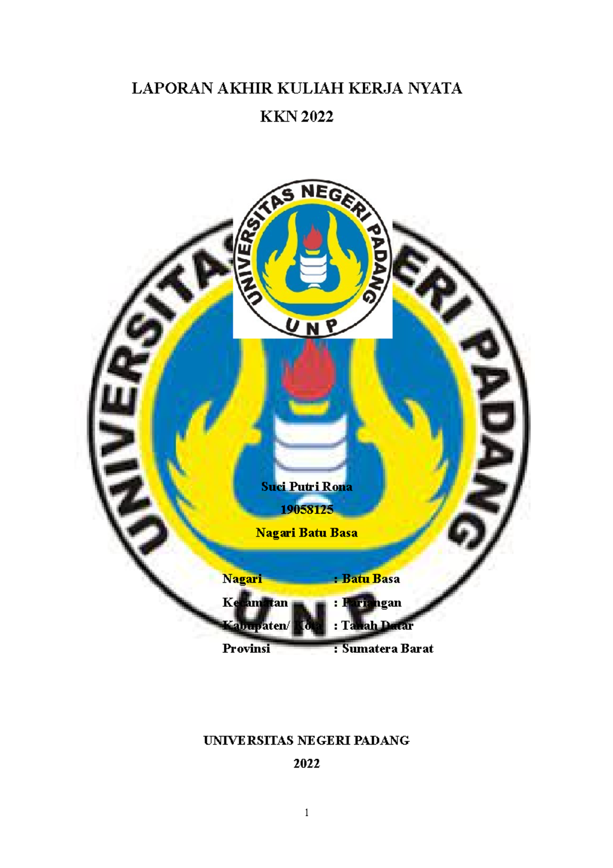 Laporan KKN 2022 Suciputrirona - LAPORAN AKHIR KULIAH KERJA NYATA KKN ...
