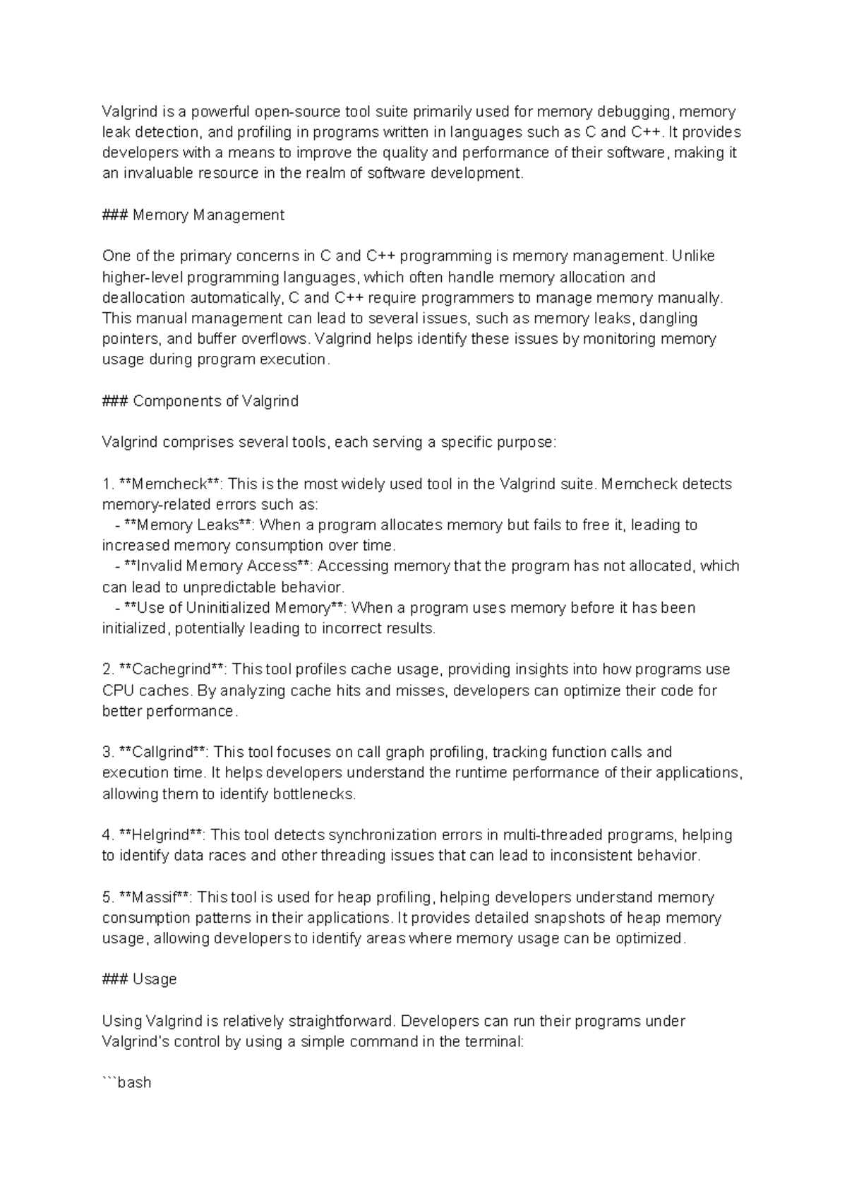 C Valgrind Valgrind Is A Powerful Open Source Tool Suite Primarily