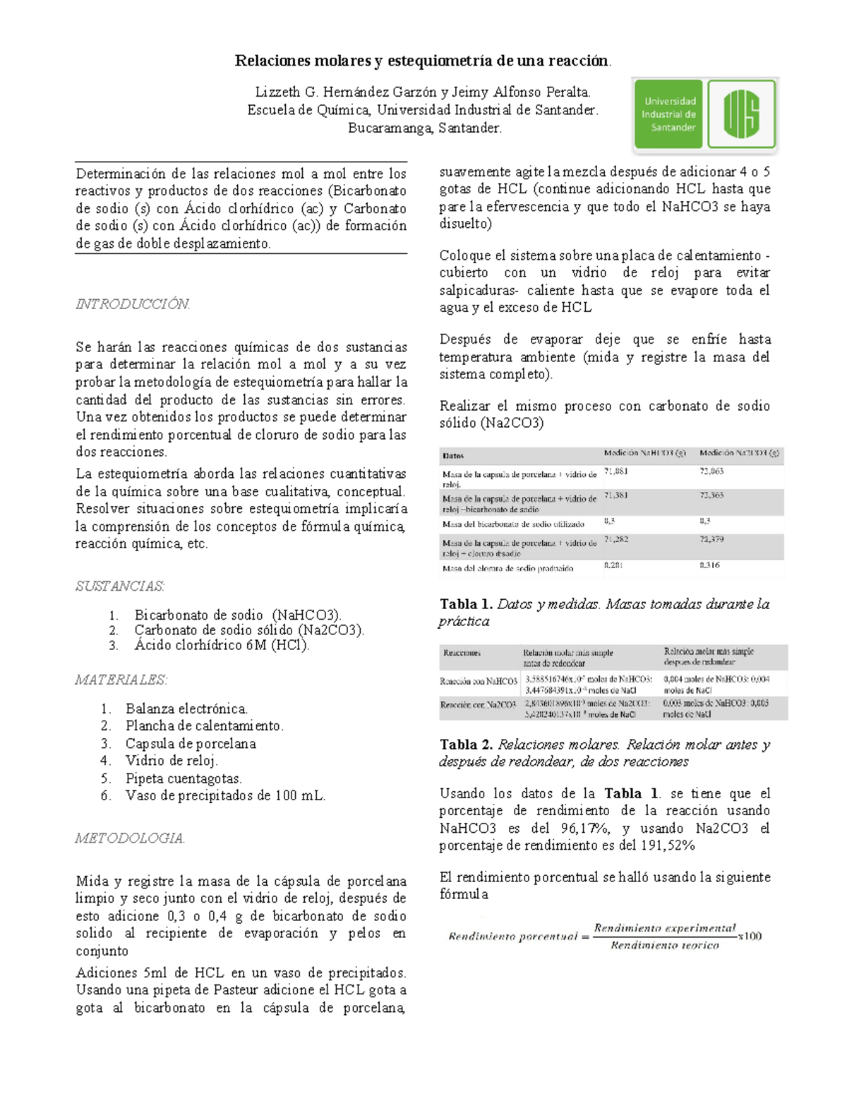 Relaciones molares y estequiometría de reacción - Lizzeth G. Hernández ...