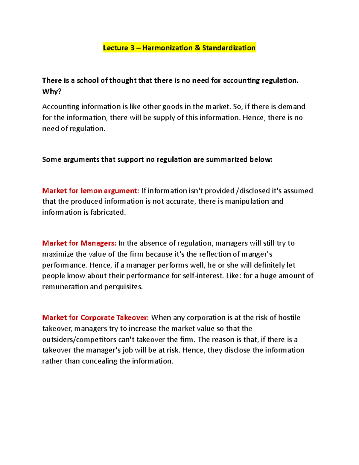 Lecture 3 - Summary Notes - Lecture 3 – Harmonization & Standardization ...