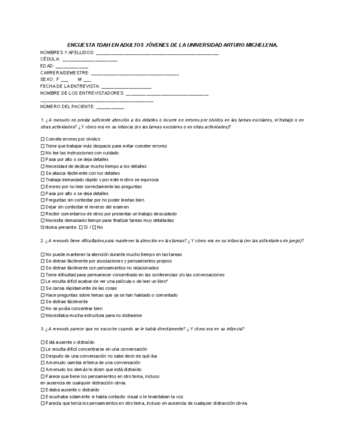 Cuestionario TDAH resumido para guiarte 2024 - ENCUESTA TDAH EN ADULTOS ...