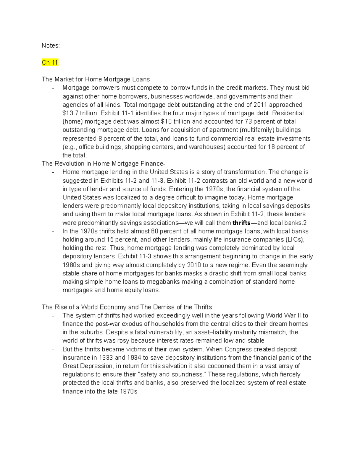 Real Estate Notes Ch 11 - Got an A. - Notes: Ch 11 The Market for Home ...
