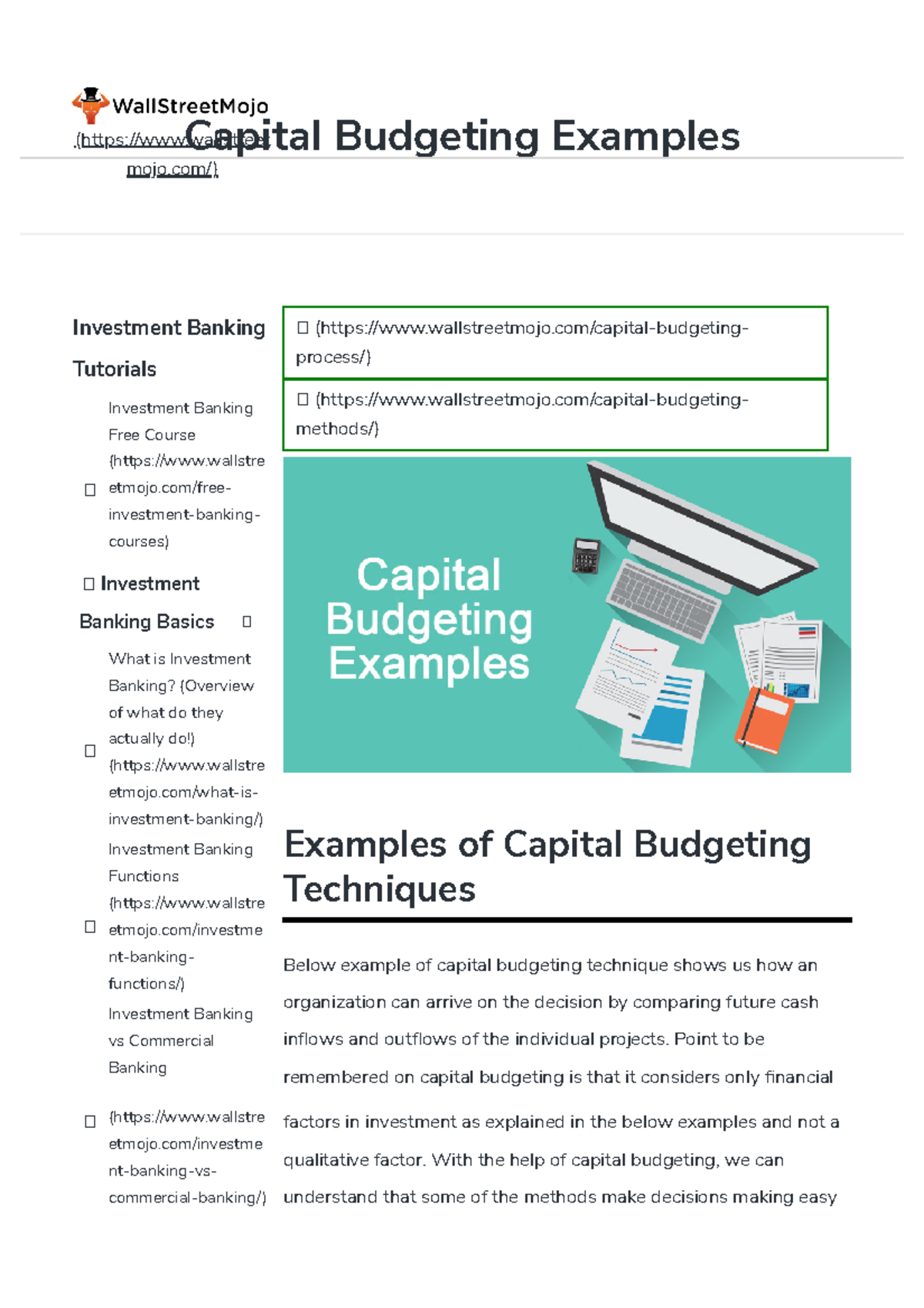 Capital Budgeting Examples Examples Of Capital Budgeting Techniques