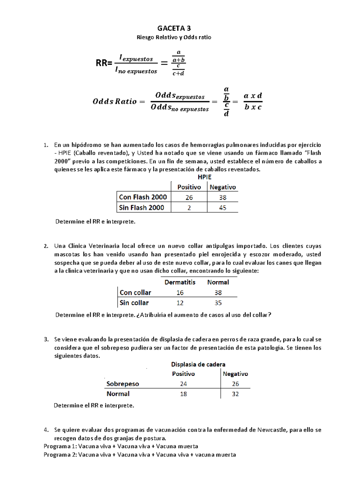 Gaceta 3 Medidas asociacion 2024 - GACETA 3 Riesgo Relativo y Odds ratio RR= 𝑰𝒆𝒙𝒑𝒖𝒆𝒔𝒕𝒐𝒔 𝑰𝒏𝒐 ...