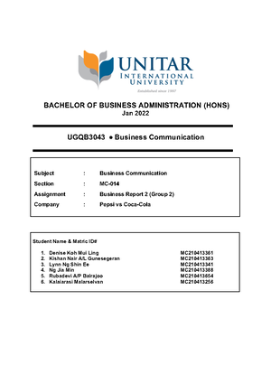 Exercise 1 - THANK YOU - ASSIGNMENT COVER SHEET Course Code : UGUD ...