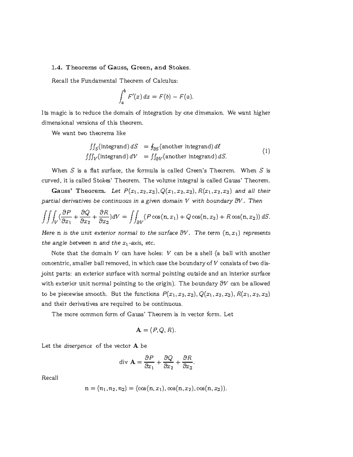Green Gauss Stokes - Theorem - Theorems of Gauss, Green, and Stokes ...