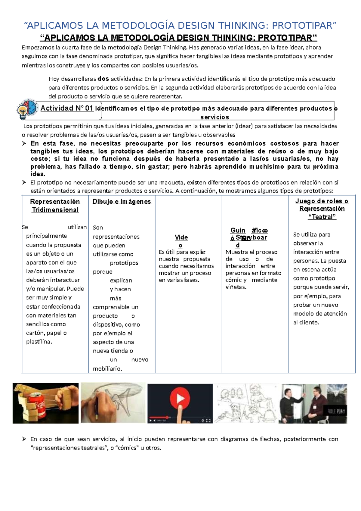 Prototipo - interesante - “APLICAMOS LA METODOLOGÍA DESIGN THINKING: PROTOTIPAR” “APLICAMOS LA ...