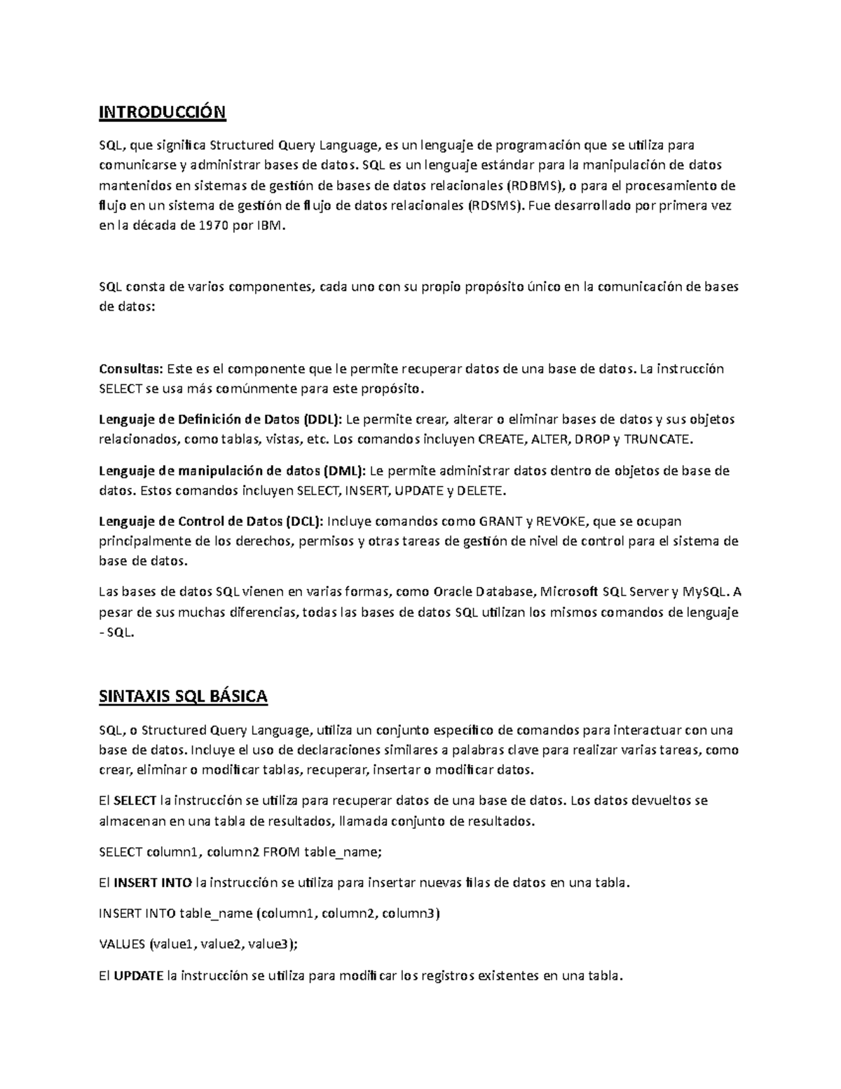 Sql Bases De Datos Ejercicios IntroducciÓn Sql Que Significa Structured Query Language Es