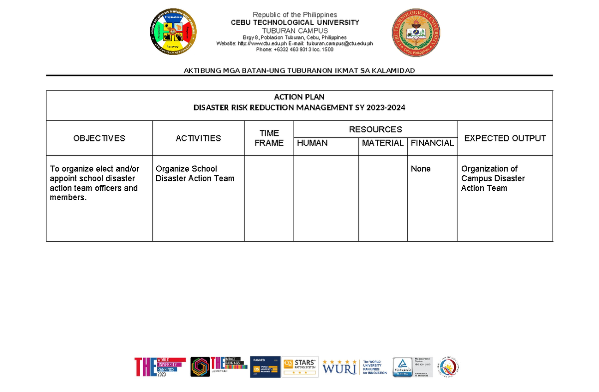 Annual Action Plan 2023-2024 - CEBU TECHNOLOGICAL UNIVERSITY TUBURAN ...