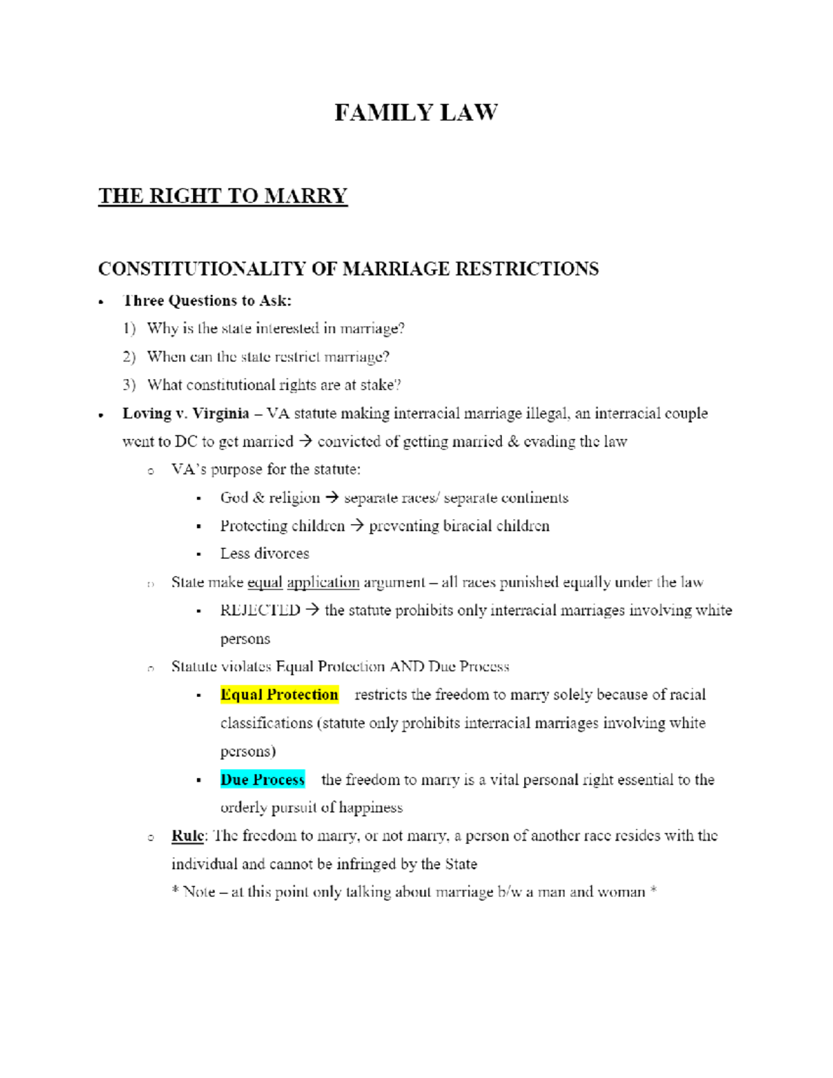 Family LAW Outline 1 - LEX 122 - Studocu