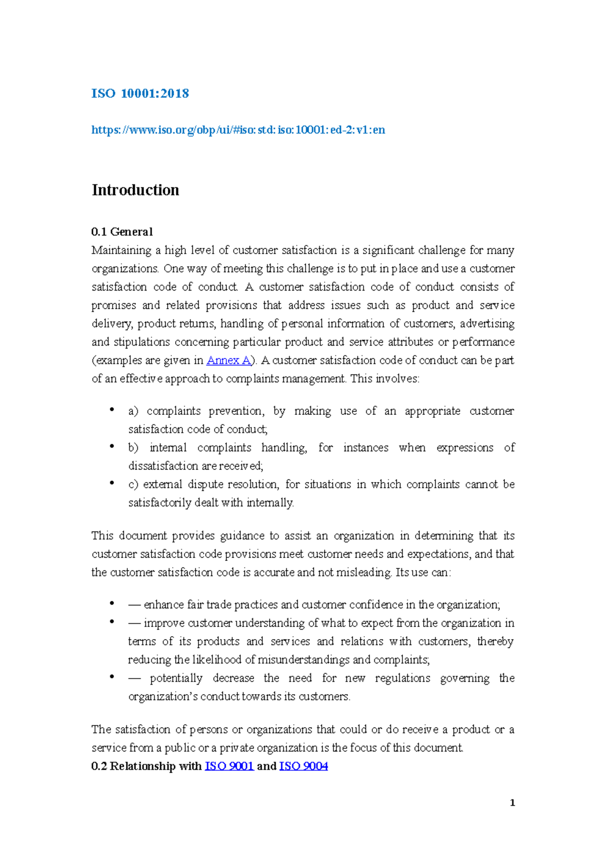 ISO 10001,2,3 Customer Satisfaction - ISO 10001: iso/obp/ui/#iso:std ...