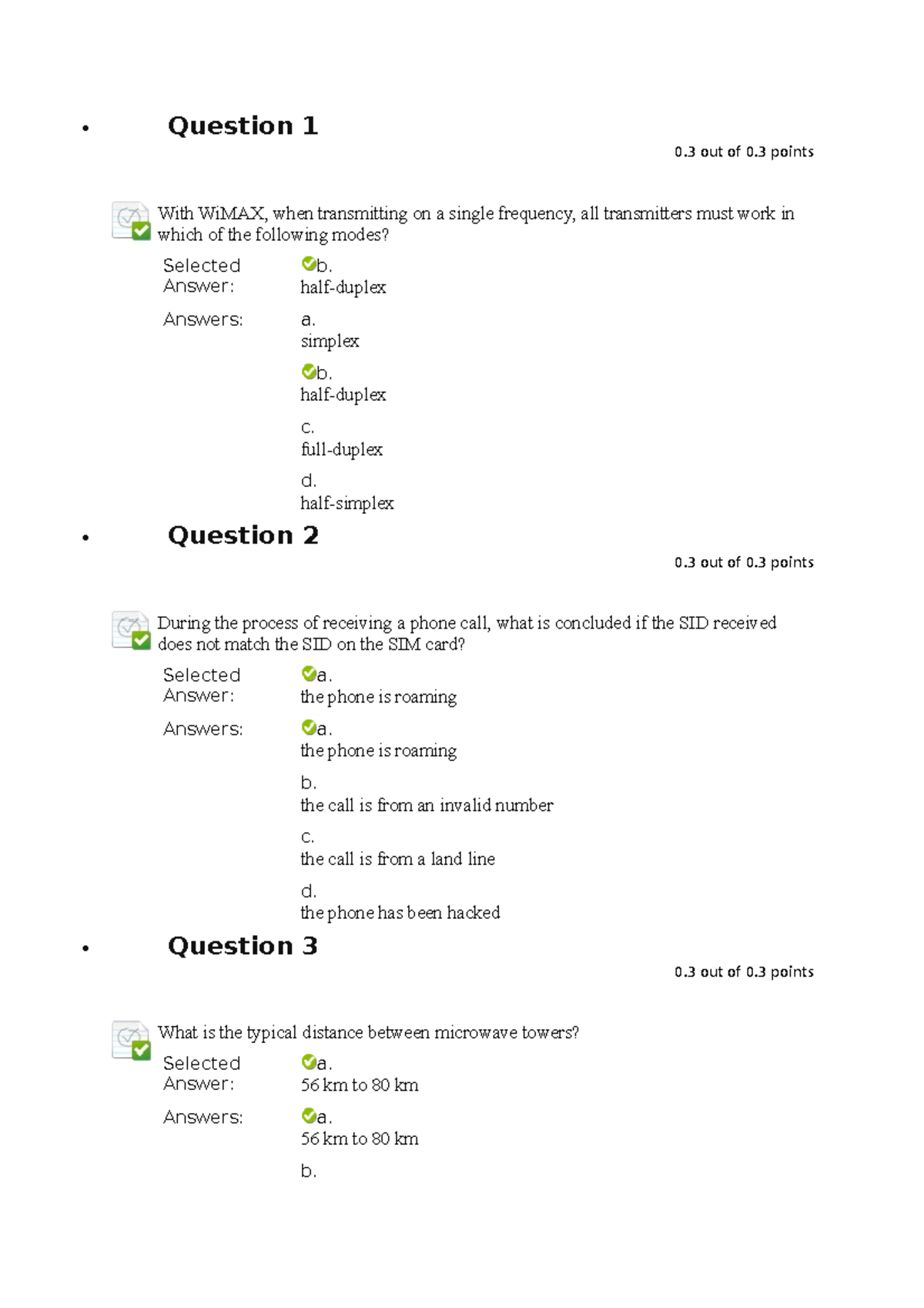 Review Test Submission Quiz 05 Question 1 0 Out Of 0 Points With Wimax When Transmitting On A