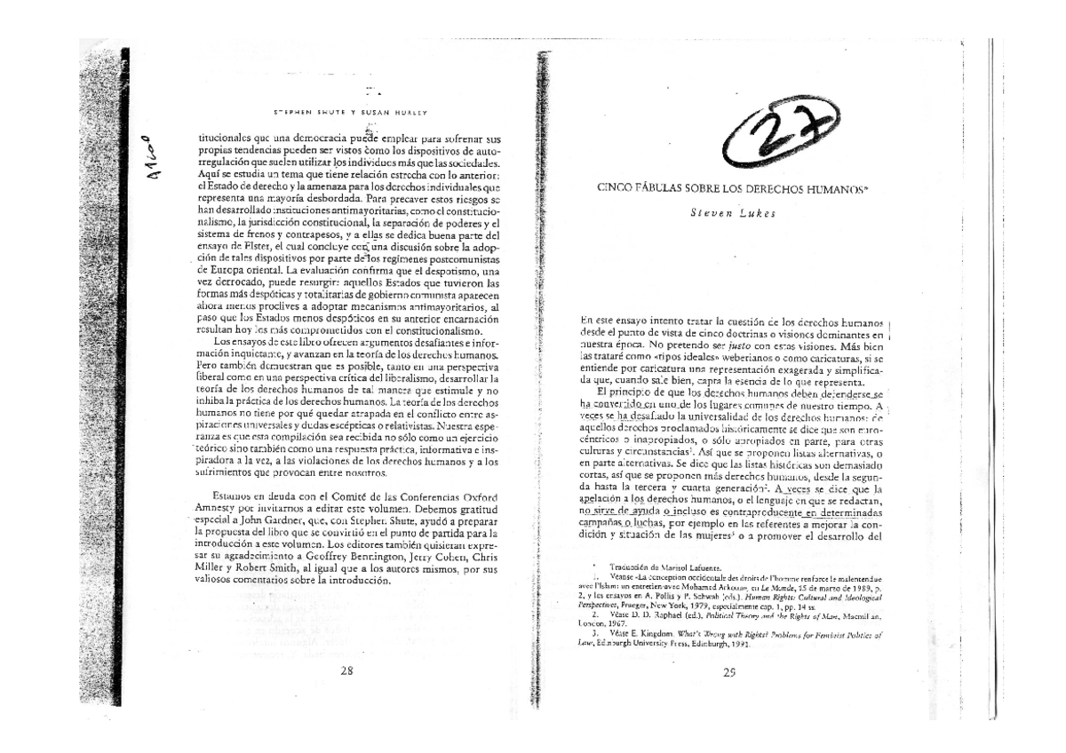 Cinco fábulas sobre los derechos humanos - Steven Lukes - STEPHEN SHUTE ...