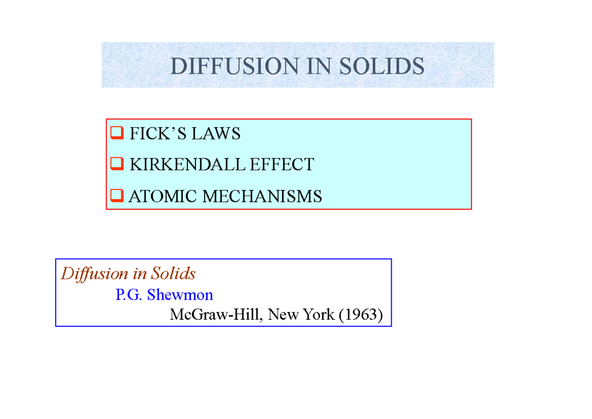Diffusion - Shhshs - DIFFUSION IN SOLIDS ####### q FICK’S LAWS ...