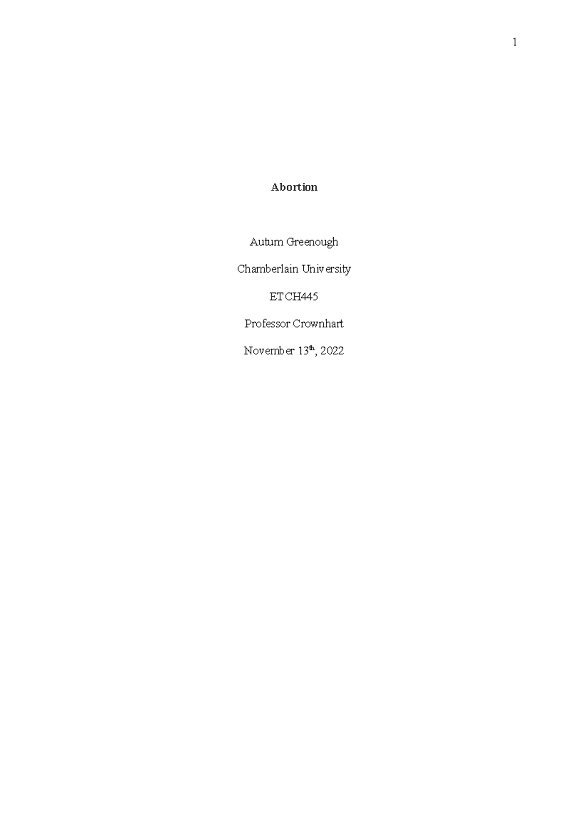 Week 3 Ethics assignment- Course Project Milestone Abortion, ethical ...