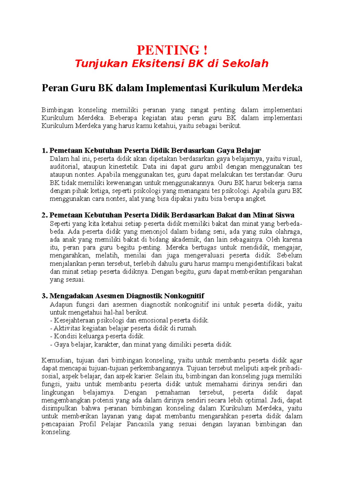 Peran Guru BK dalam Implementasi Kurikulum Merdeka - PENTING! Tunjukan ...