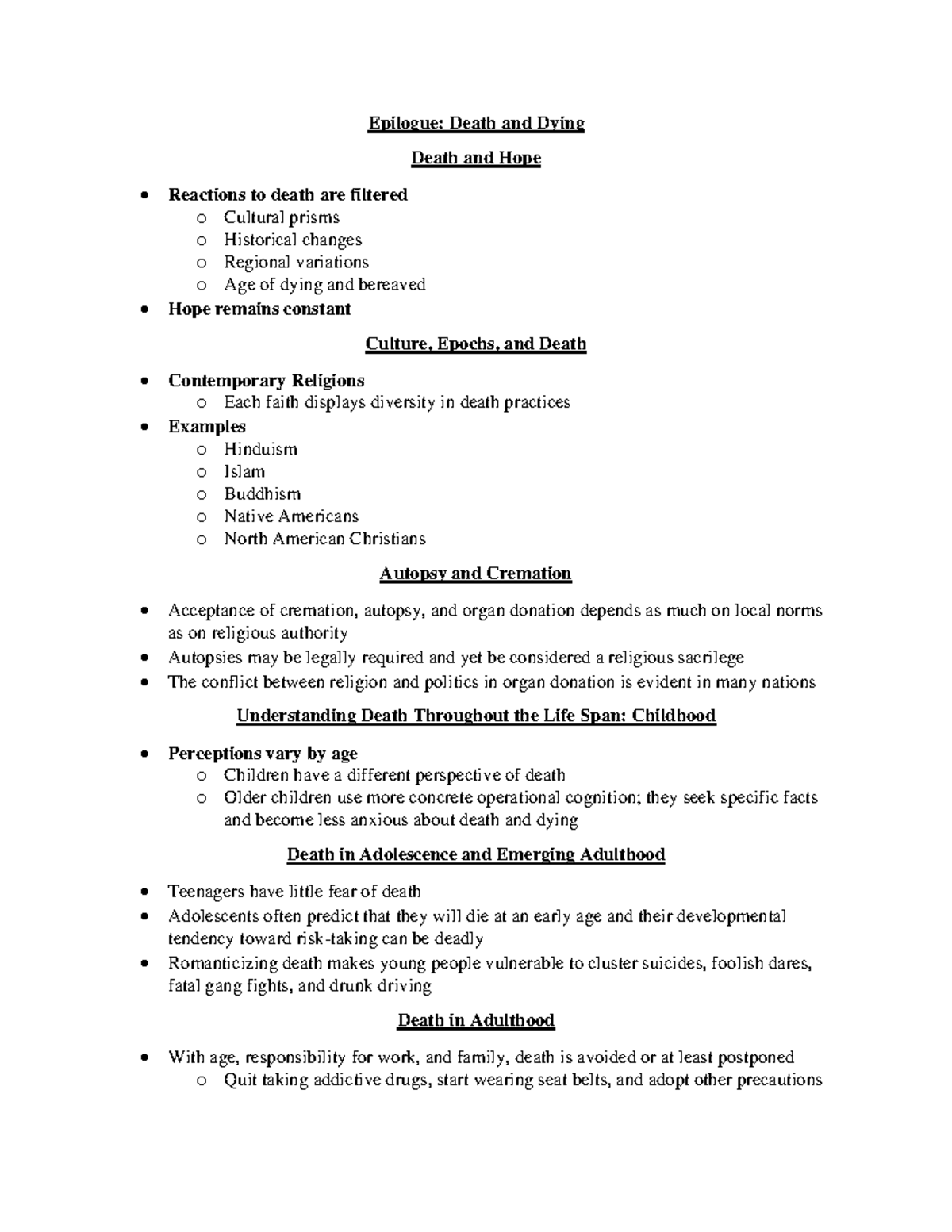 PSYC244-U4Epilogue Deathand Dying - Epilogue: Death and Dying Death and ...