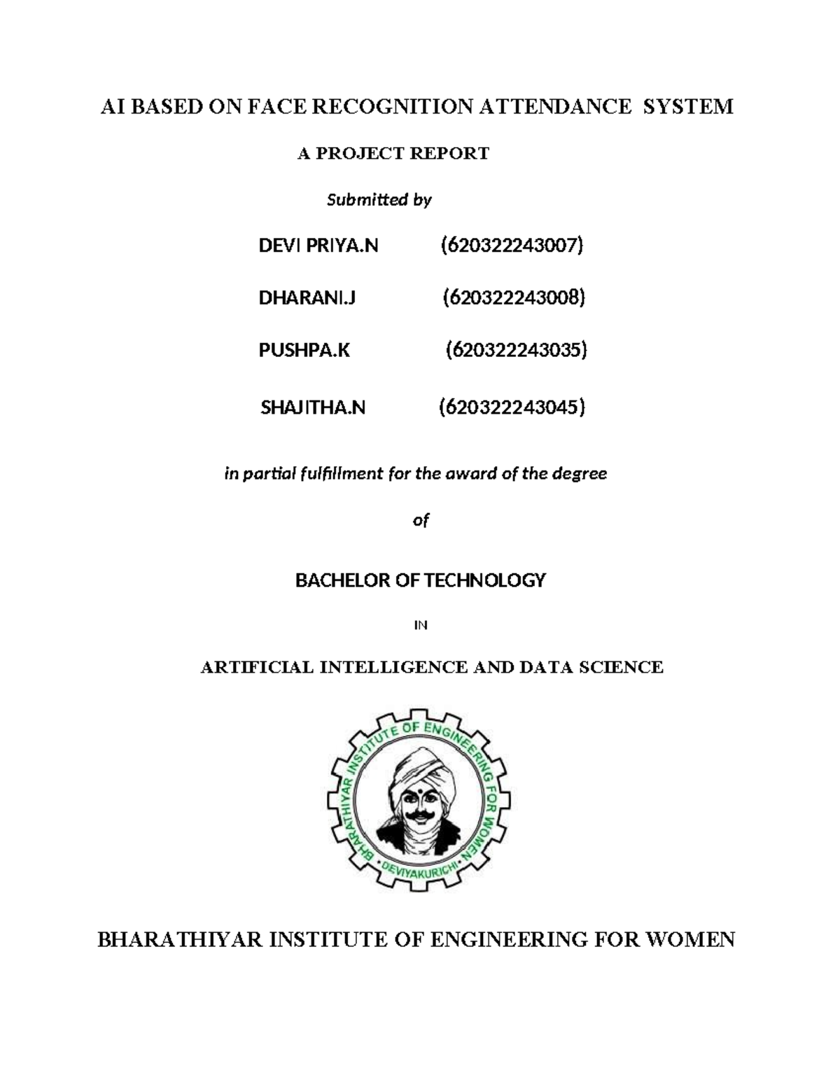 AI based on Face Recognition Attendance System - AI BASED ON FACE ...