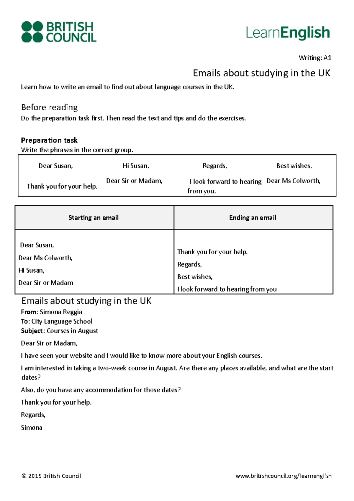 Learn English-Writing-A1-Emails-about-studying-in-the-UK Robin Ventura ...