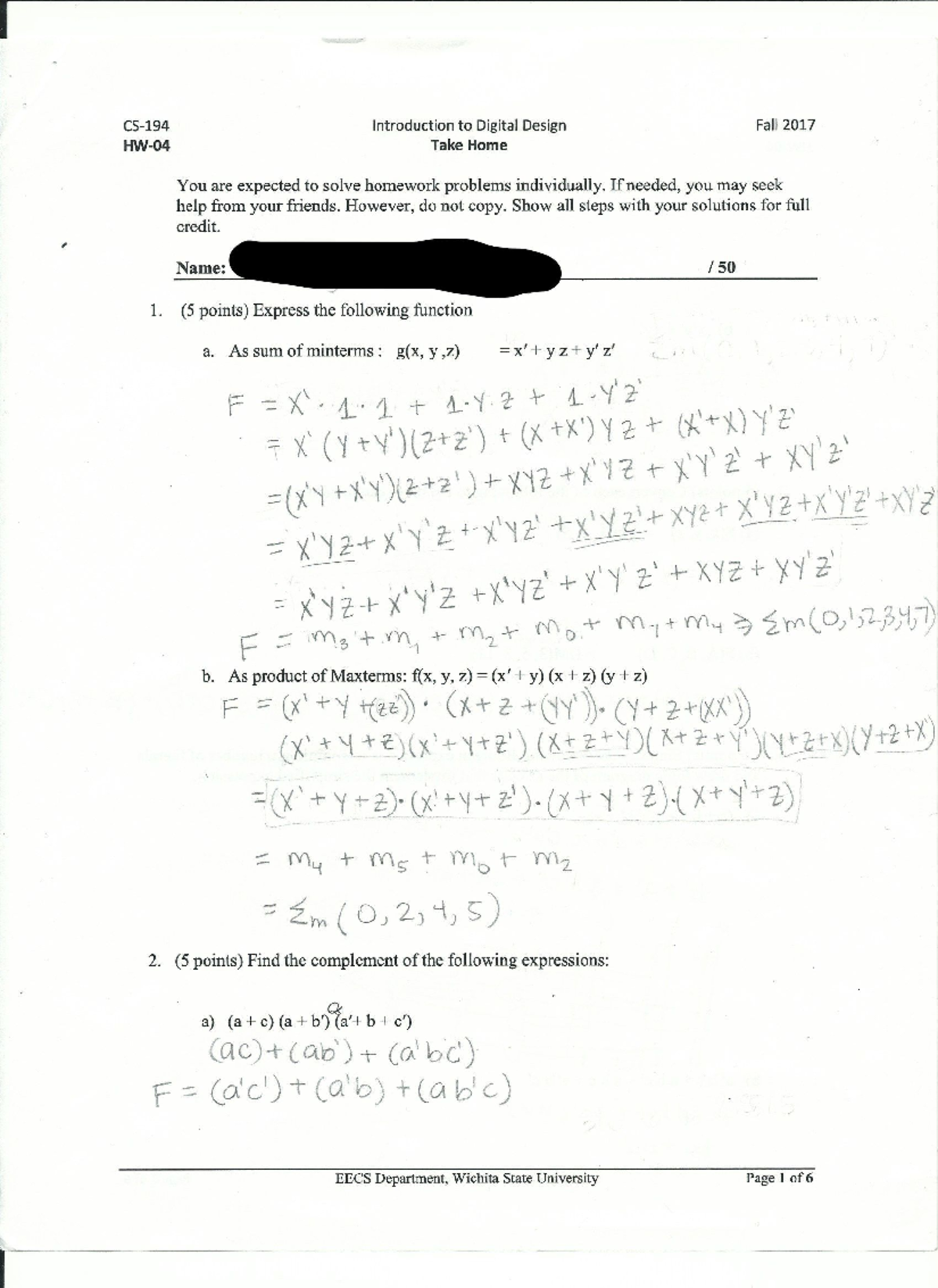 Homework 4- logic diagram, Boolean expressions, truth tables - CS 194 ...