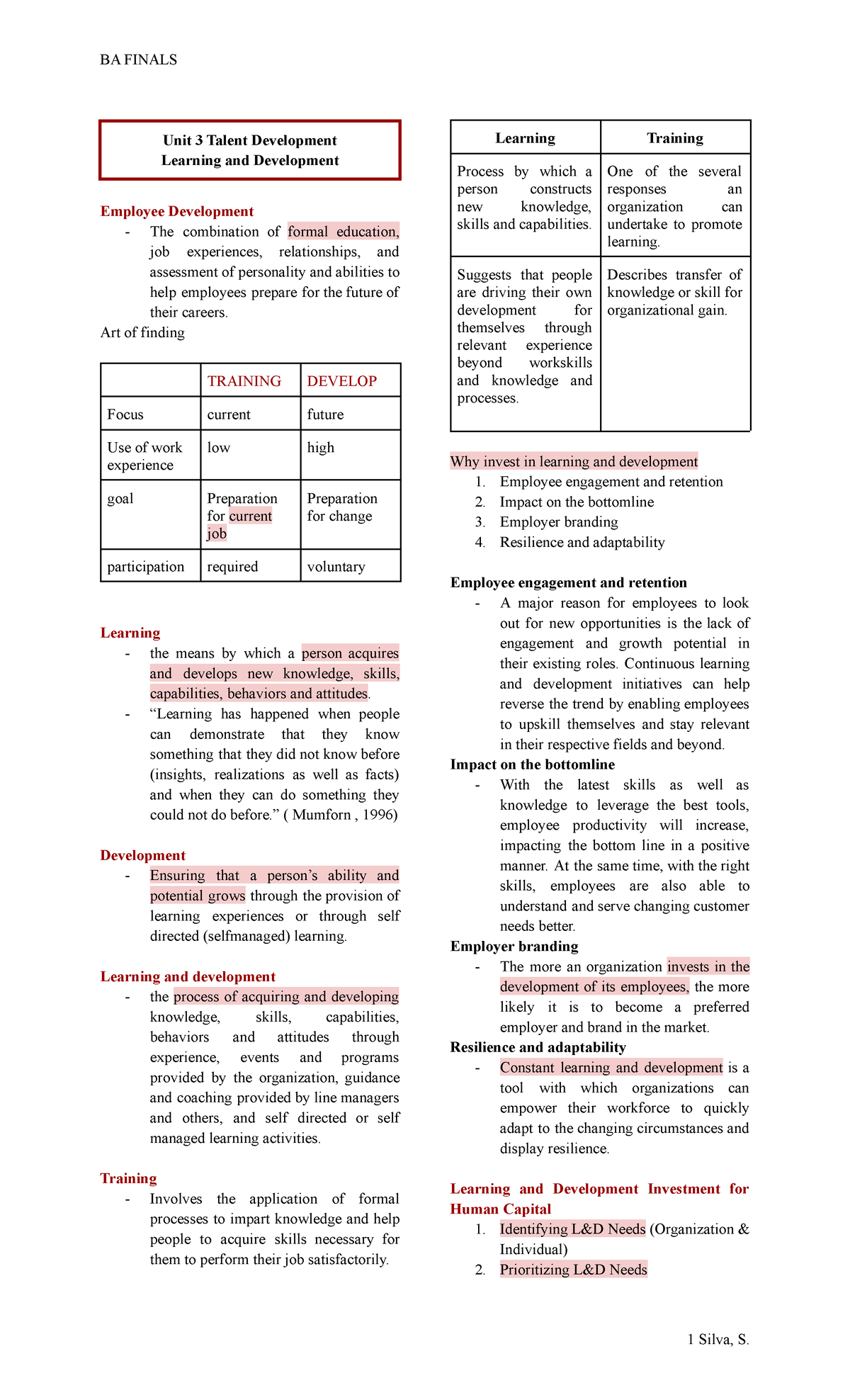BA Notes Finals - Contain in-depth analysis of Talent Development ...