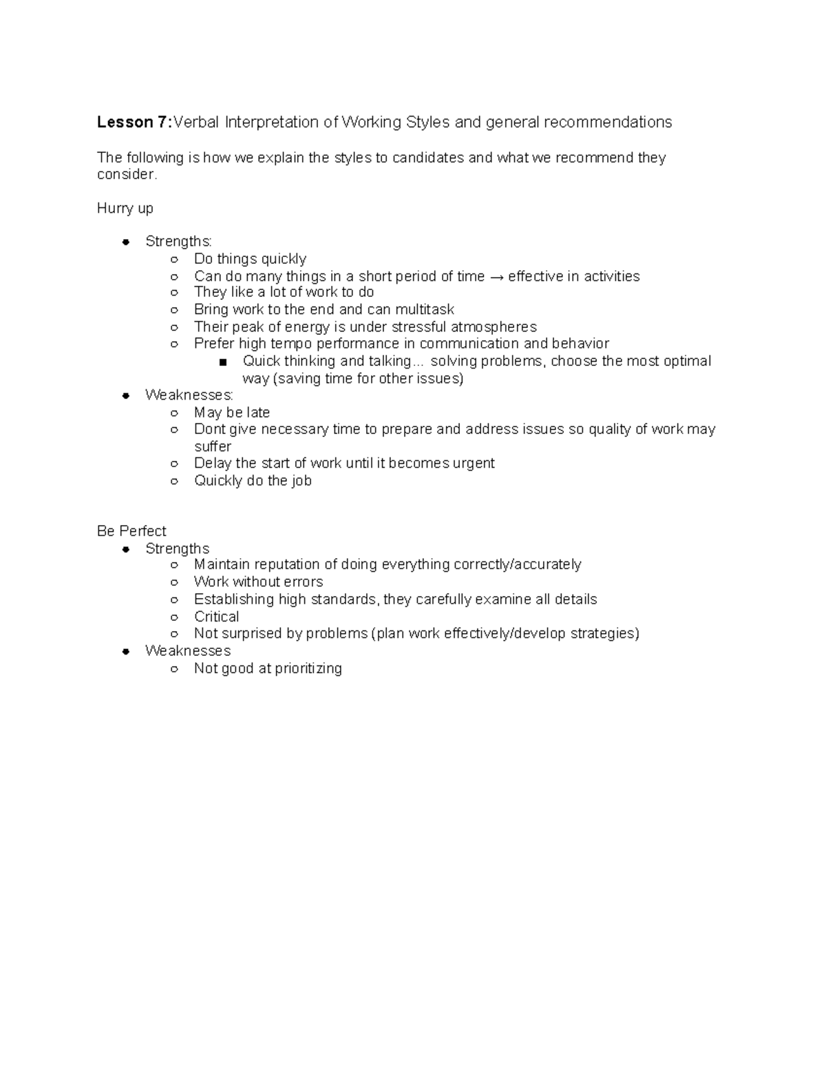 UU150 Quiz #2 notes - quiz - Lesson 7: Verbal Interpretation of Working ...