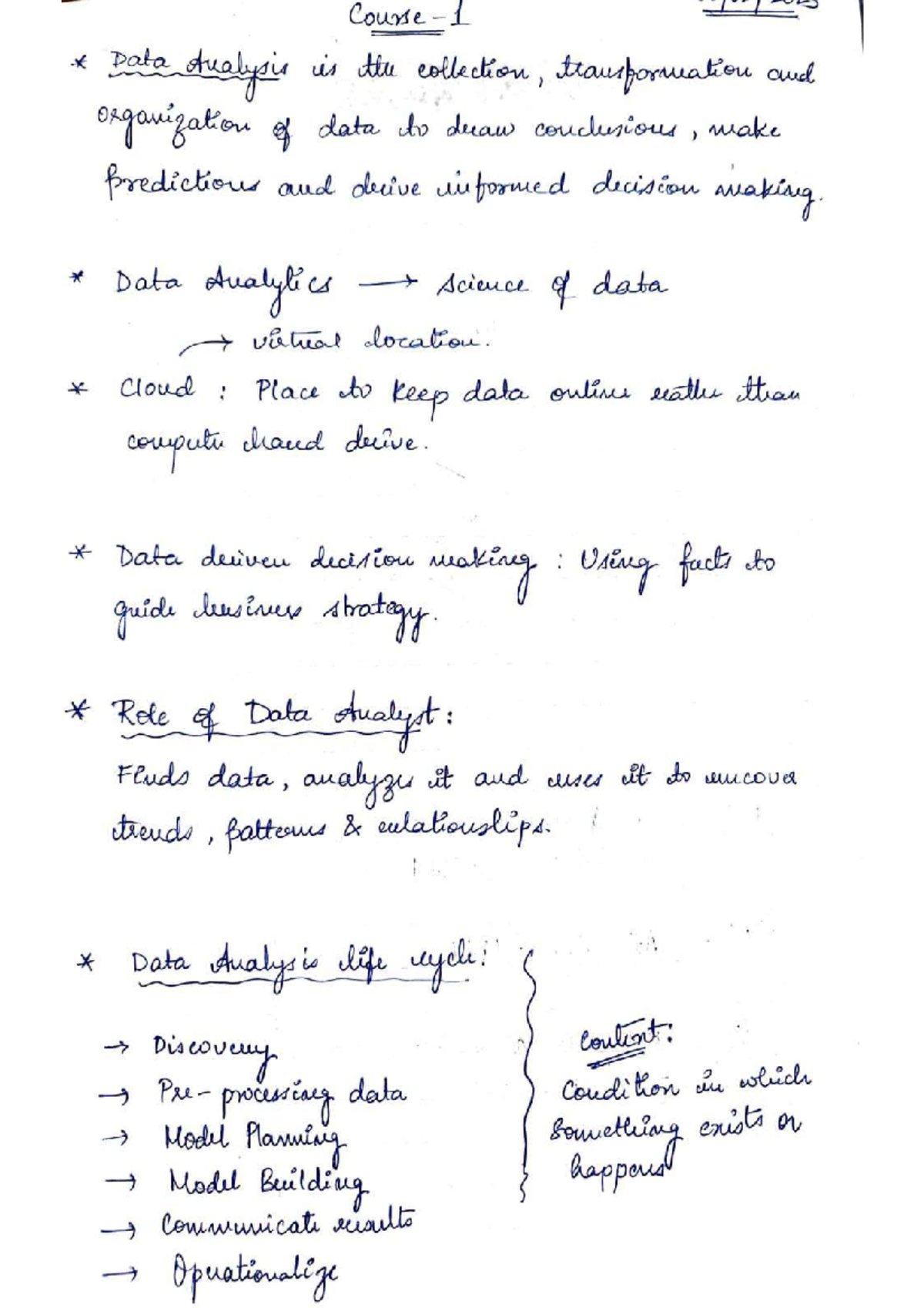 Google Data Analytics Course Notes - Course 1 Data Analysis is the ...