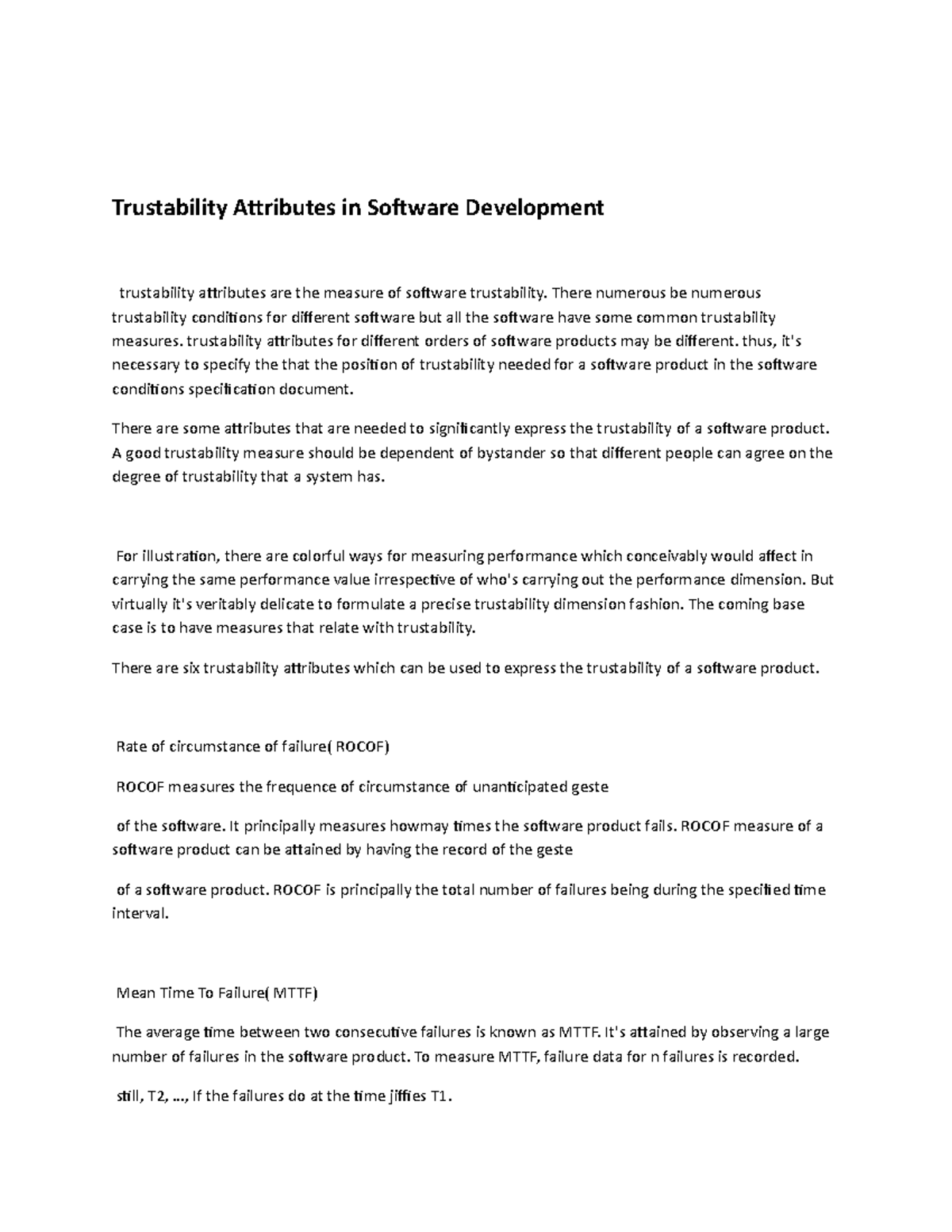 Trustability Attributes in Software Development - Trustability ...