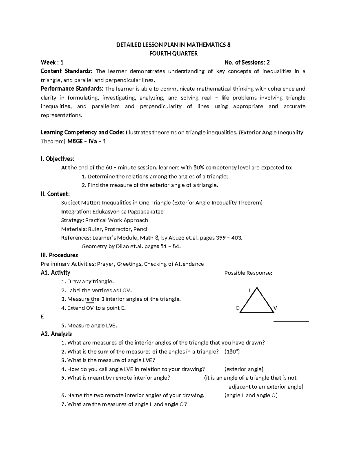 Week-1 - might help - DETAILED LESSON PLAN IN MATHEMATICS 8 FOURTH ...