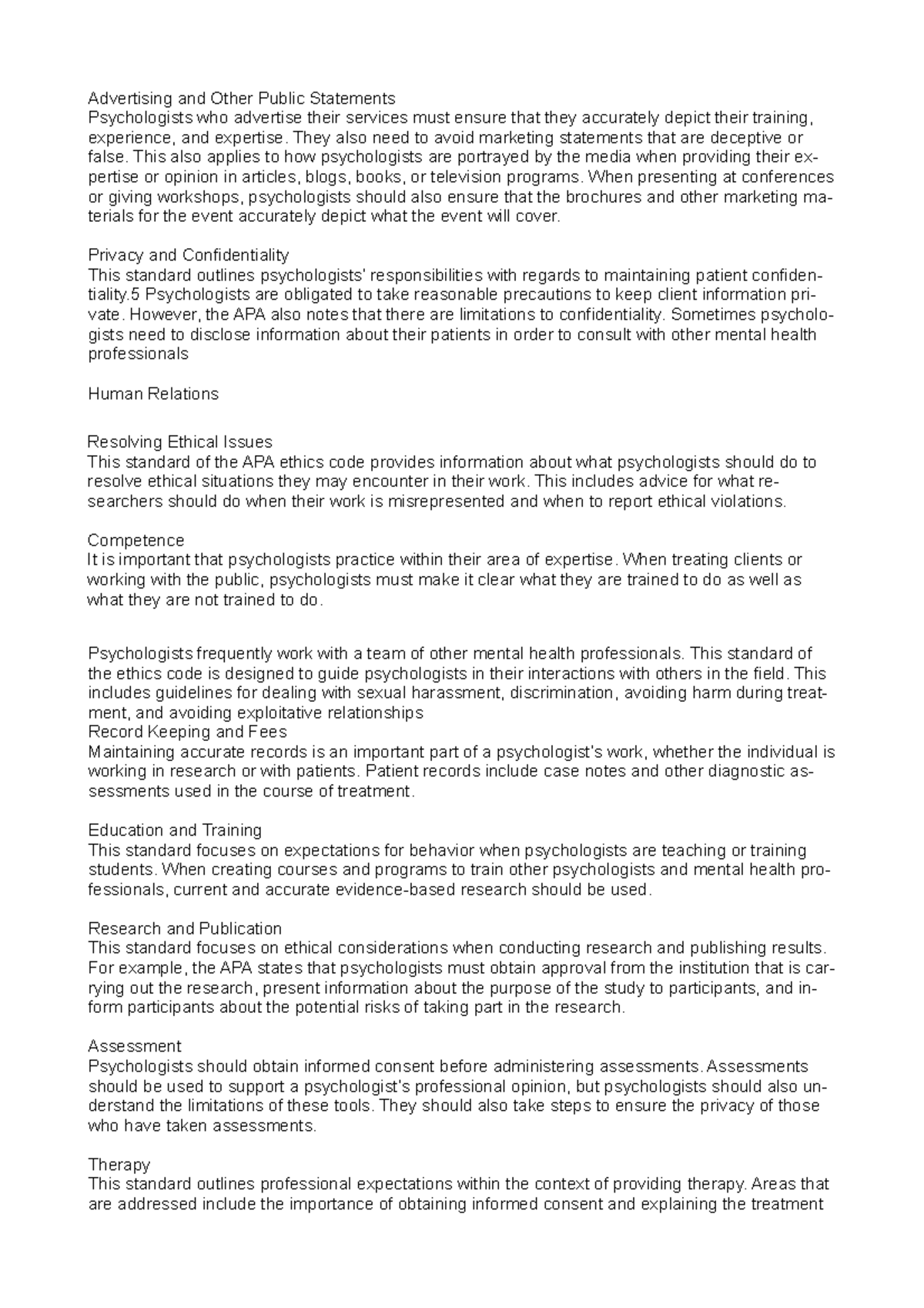 Ethical st - Advertising and Other Public Statements Psychologists who ...