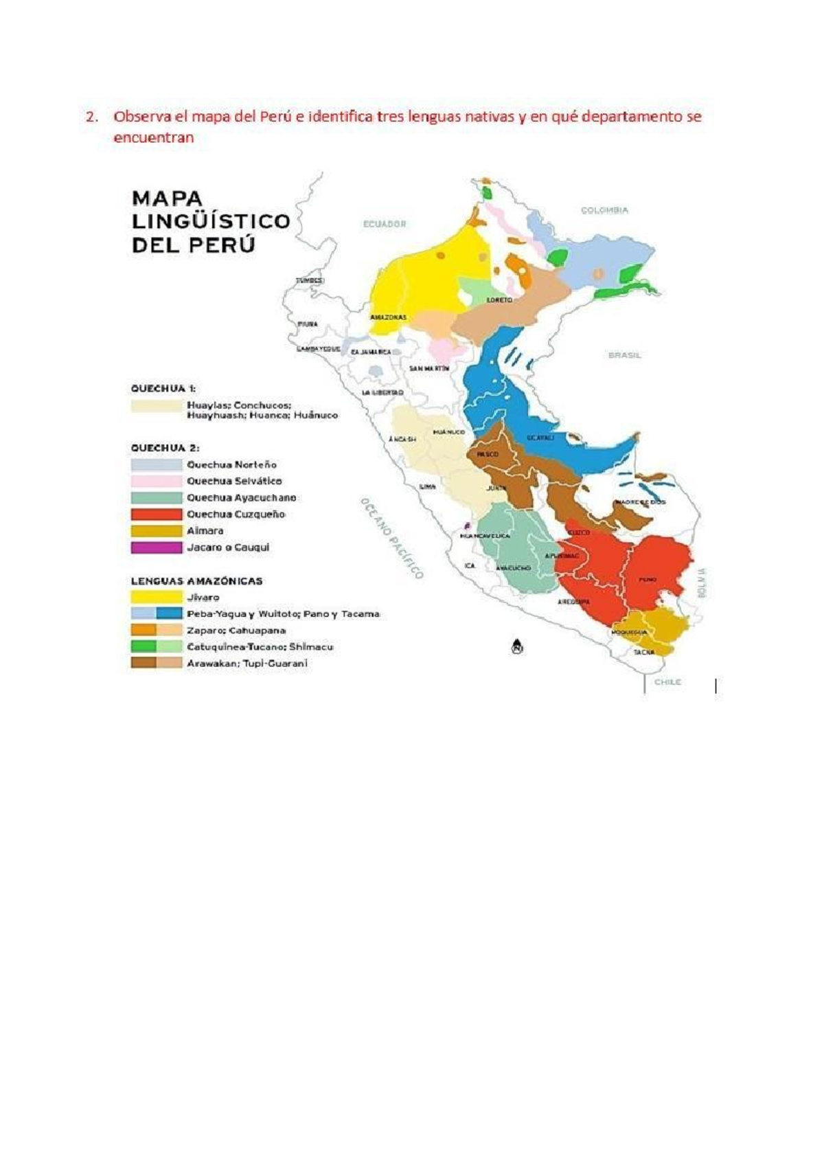 Mapa linguistica del peru - 2. Observa el mapa del Perú e identifica tres lenguas nativas y en ...