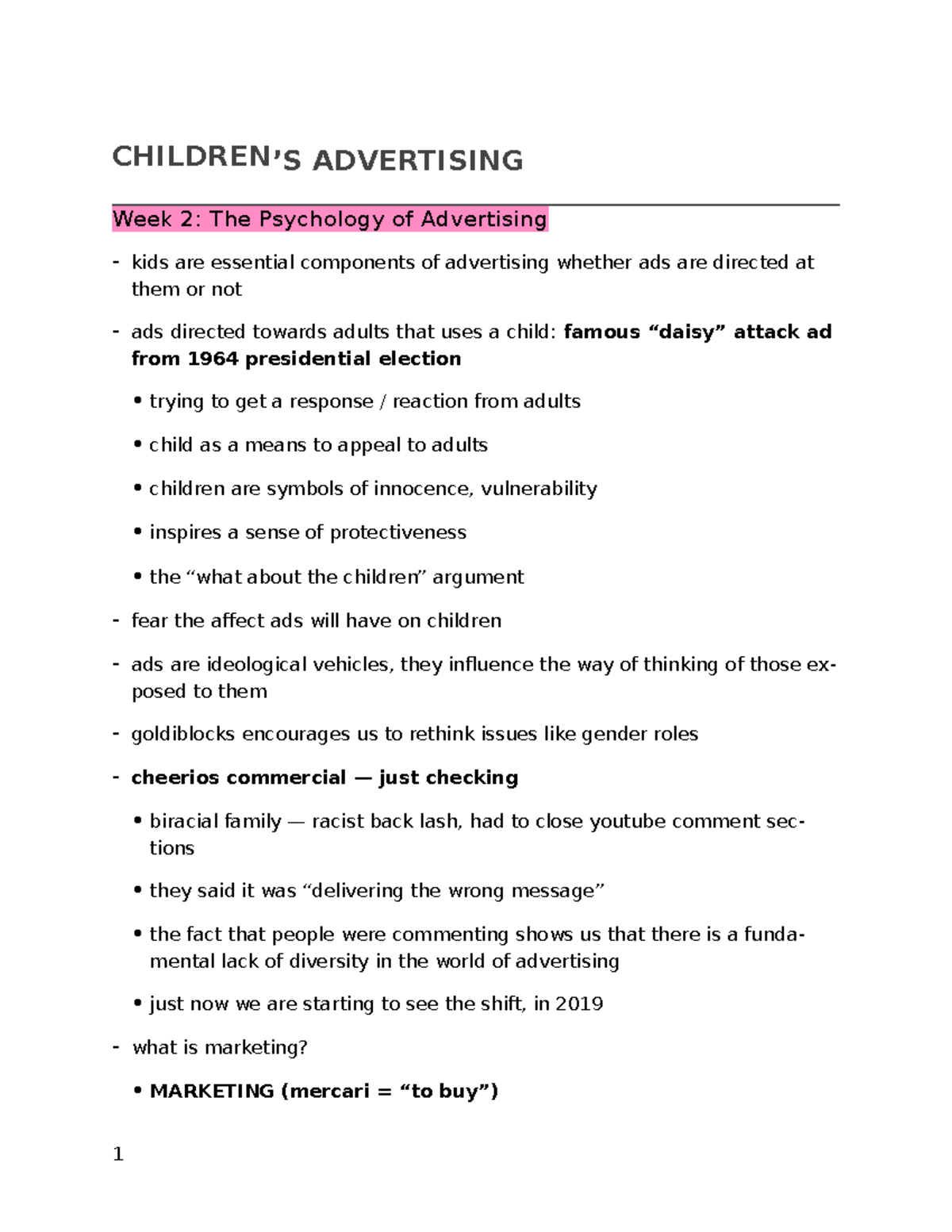 Mit childrens advertising - CHILDREN’S ADVERTISING Week 2: The ...