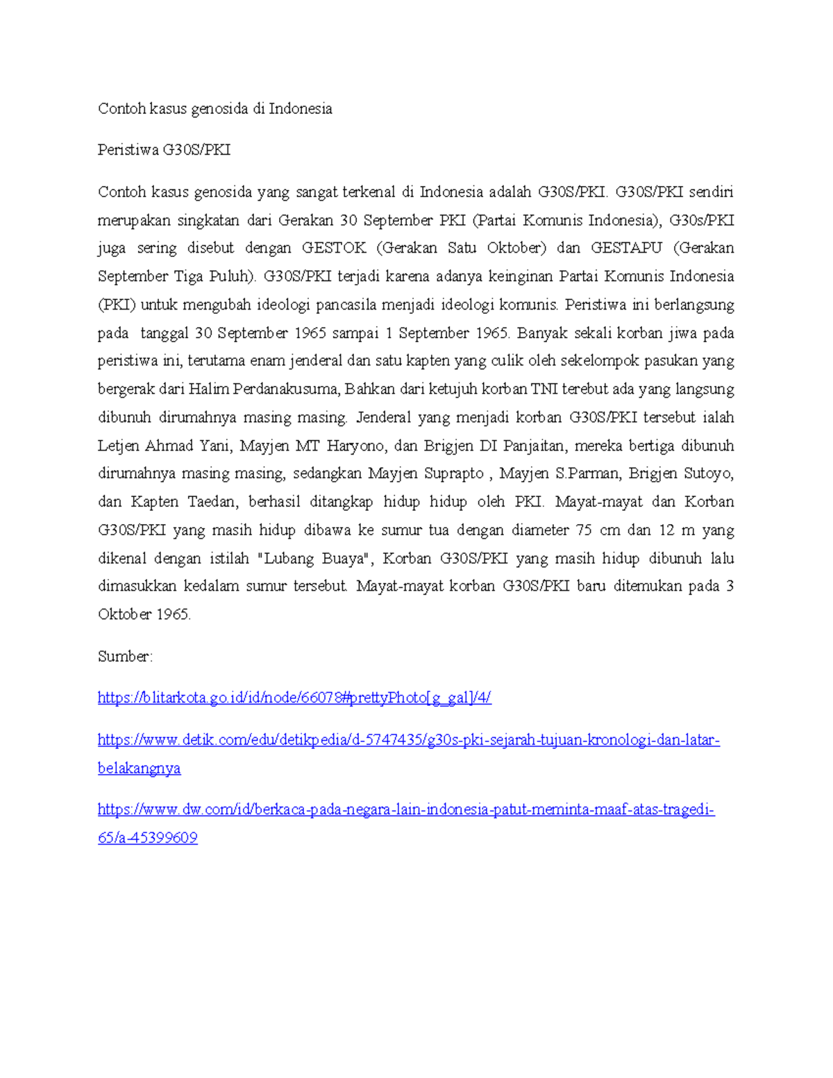 Genosida di Indonesia dan Internasional - Contoh kasus genosida di ...