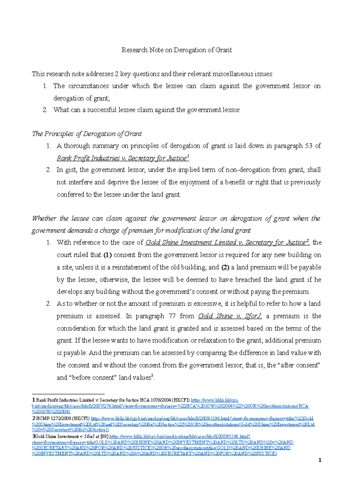 2022-08-02 Research Note on Derogation of Grant - Research Note on ...