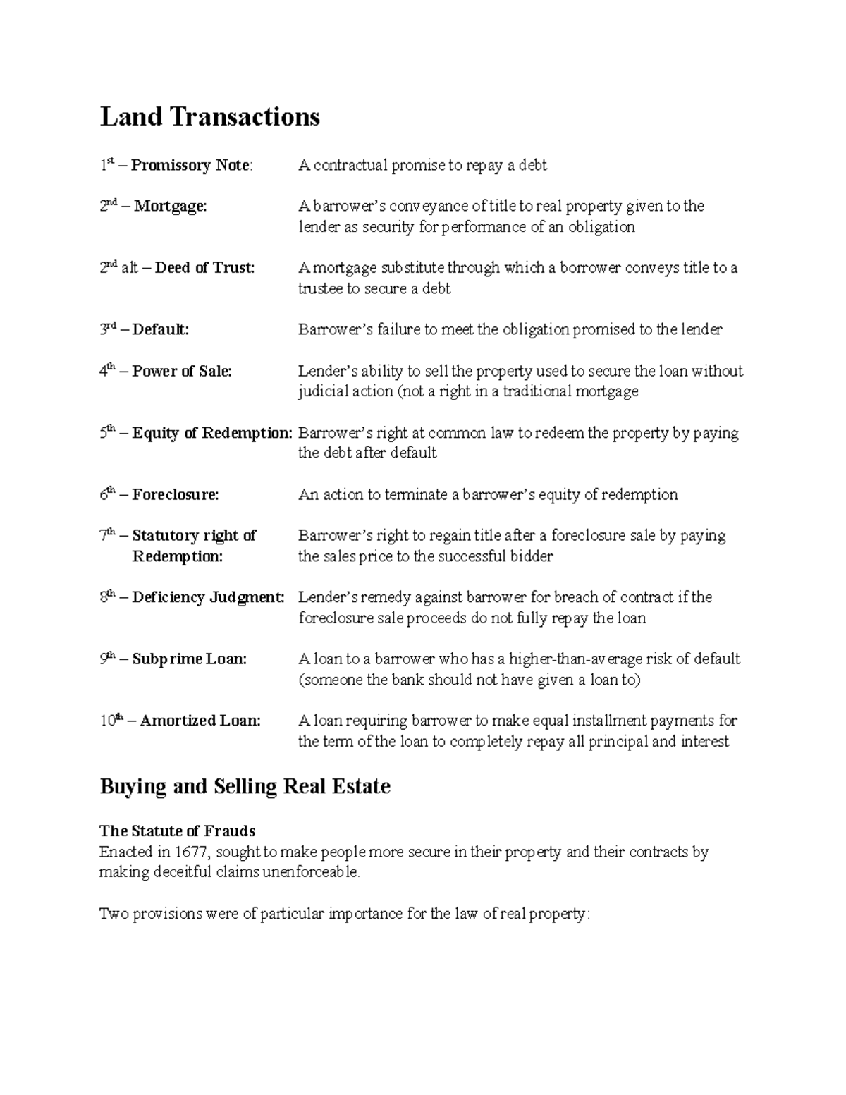 Attack Outline. Land Transactions. Property Final. Spring 2021 - Land ...