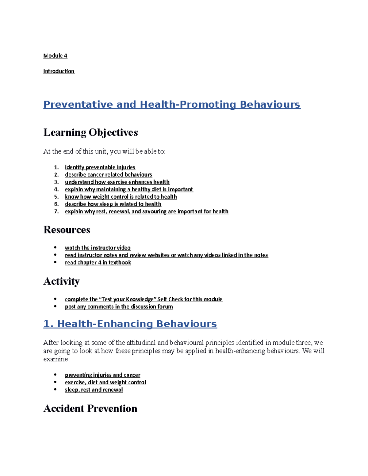 Health psyc Module 4 - n/a - Module 4 Introduction Preventative and ...