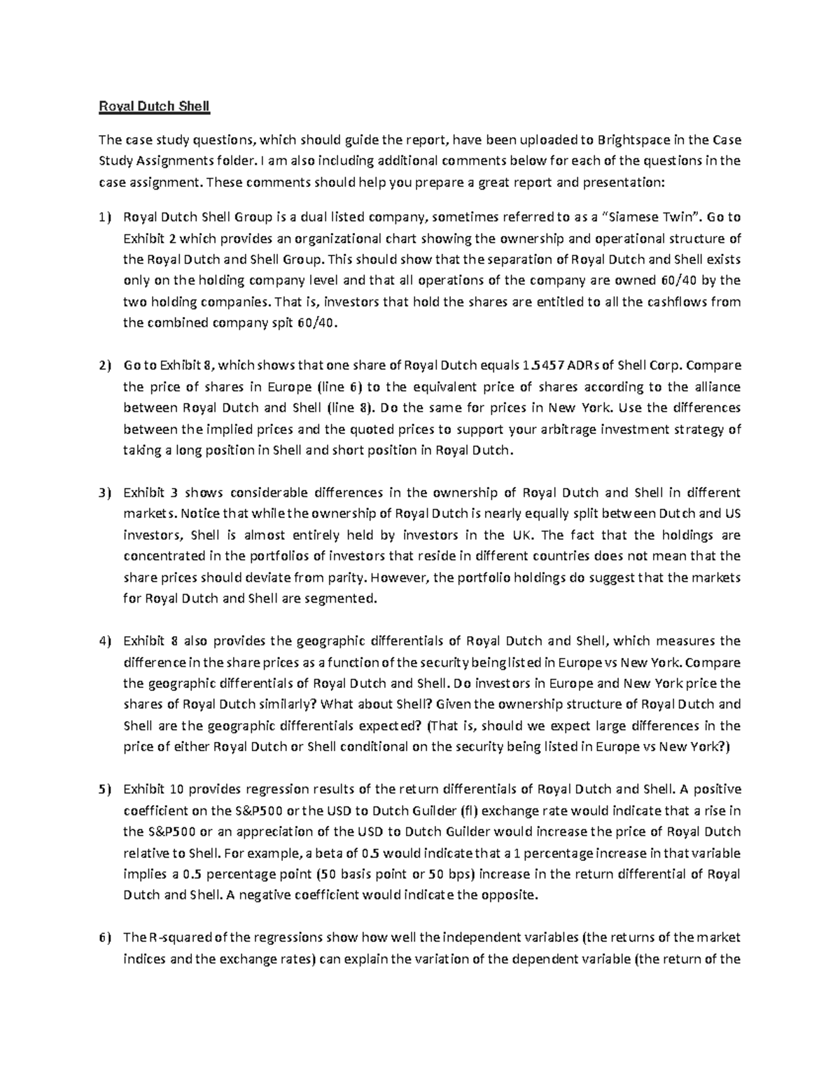 Case Advice Royal Dutch Shell - Business Finance And Economics - Studocu