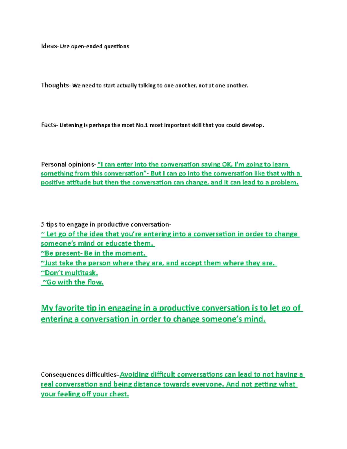 Communication - Asssignment - Ideas- Use open-ended questions Thoughts ...