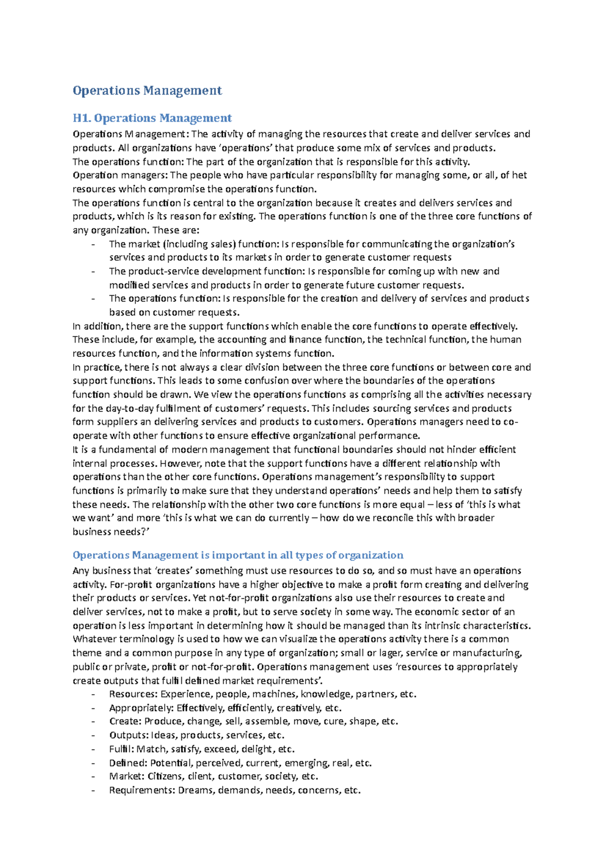 Summary Operations Management Nigel Slack; Alistair Brandon-Jones ...