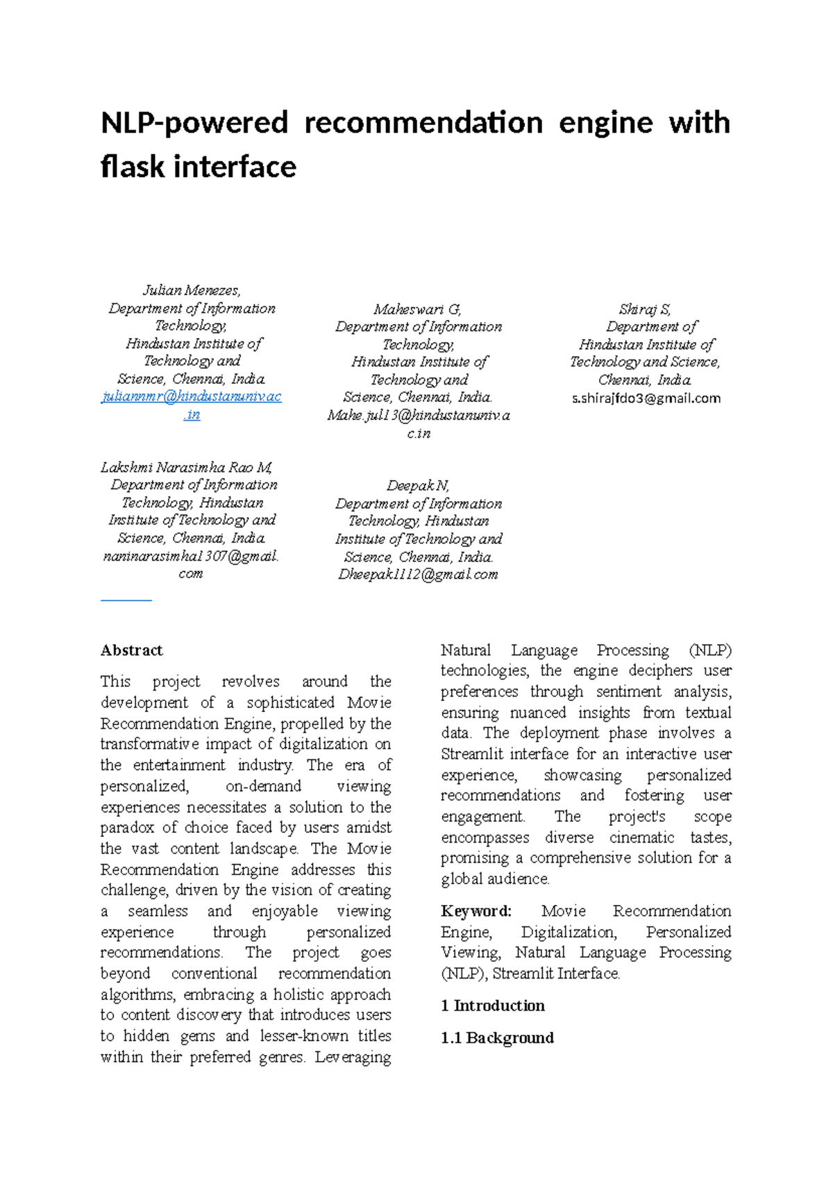 NLP Final updated[ 1 - NLP-powered recommendation engine with flask interface Julian Menezes ...