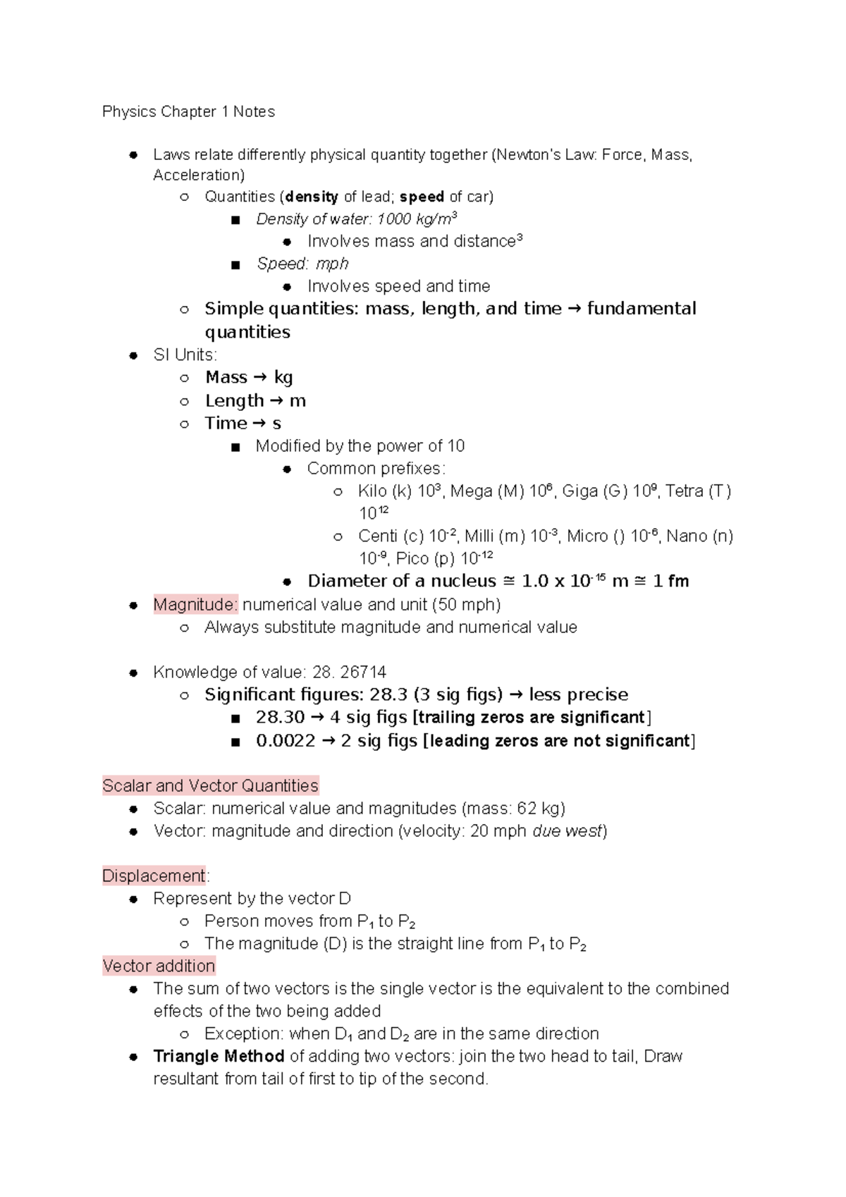 Physics Chapter 1 Notes - Physics Chapter 1 Notes Laws relate ...