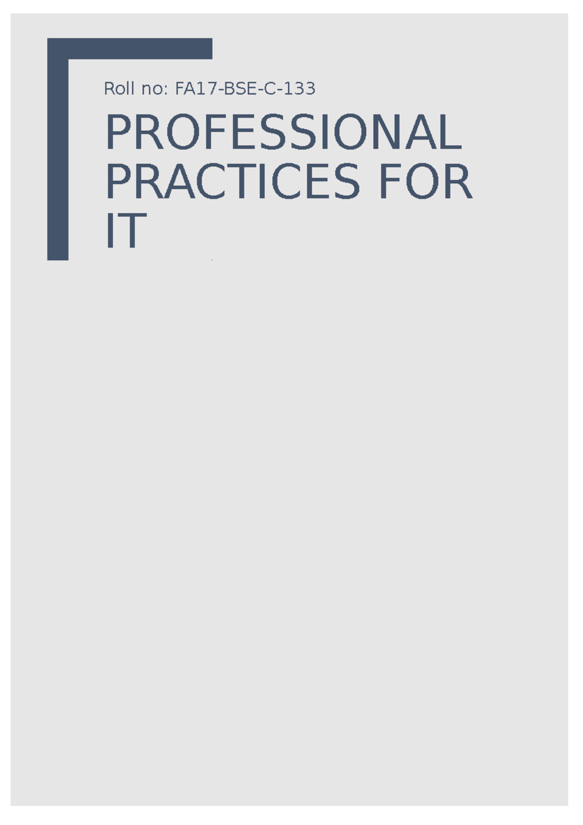 Final Paper (PPIT) - Professional Practices for IT - CUI - Studocu