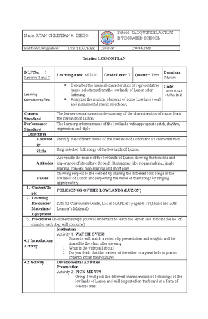 Hope-Hess 11 A- DLL1 Second Sem Q3 - GRADE 12 DAILY LESSON LOG School ...