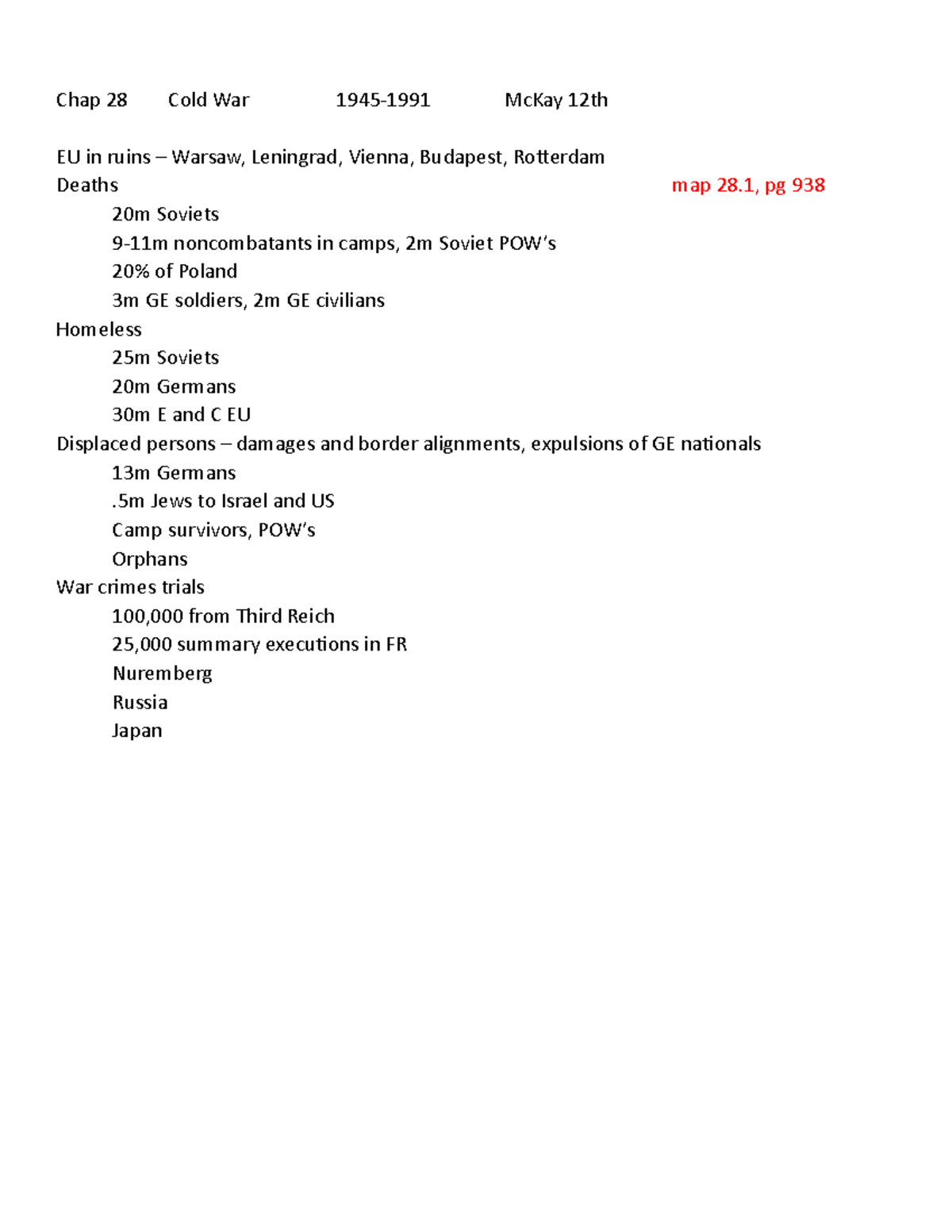 A - Chap 28 COLD WAR-1 - Lecture notes 28 - Chap 28 Cold War 1945-1991 ...