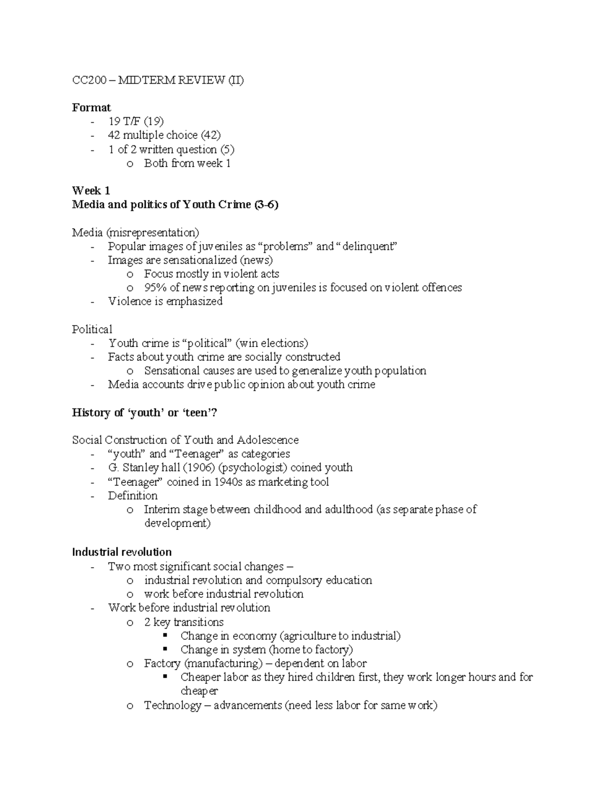 CC200 - Midterm Review (II) - CC200 – MIDTERM REVIEW (II) Format - 19 T ...