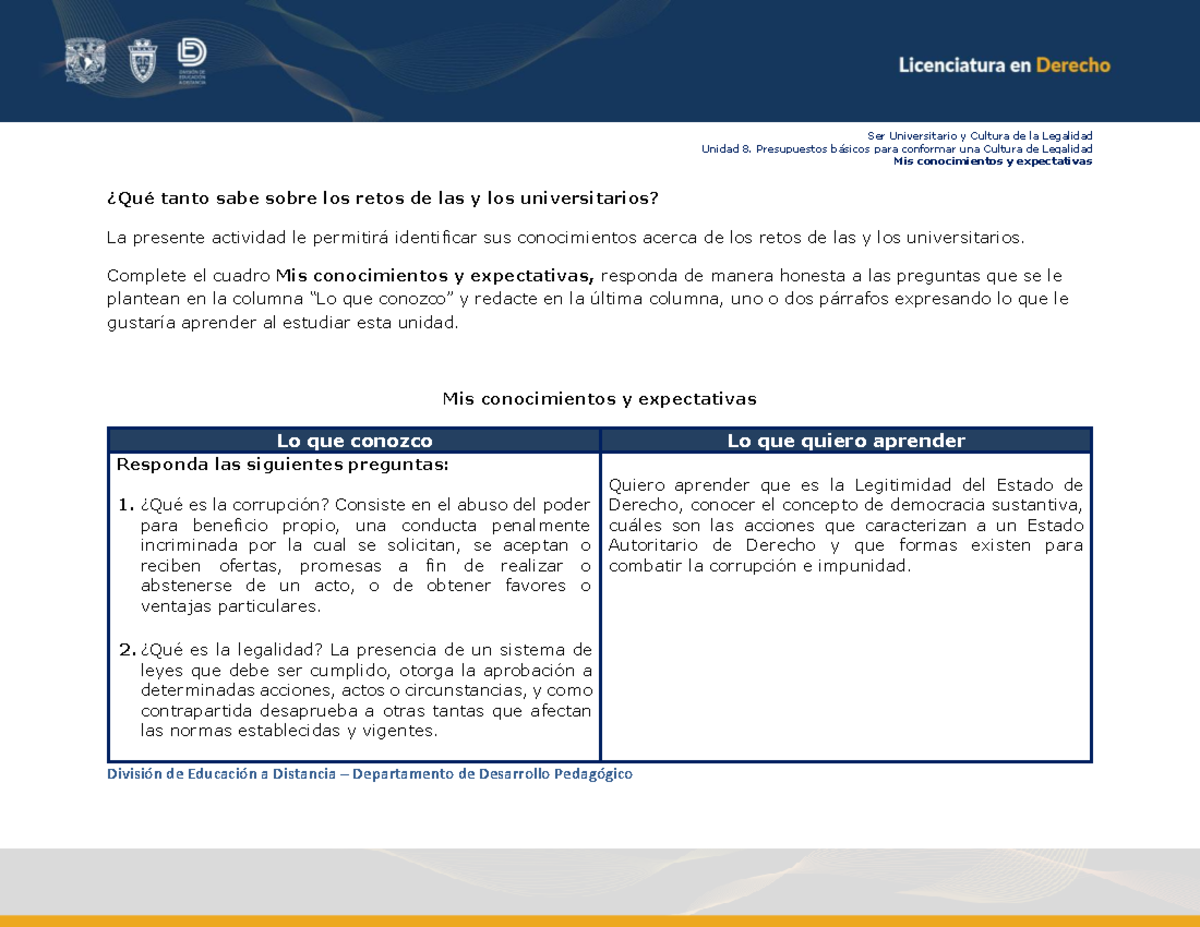 A1u8 sucl - El estudio de la asignatura Ser Universitario y Cultura de ...