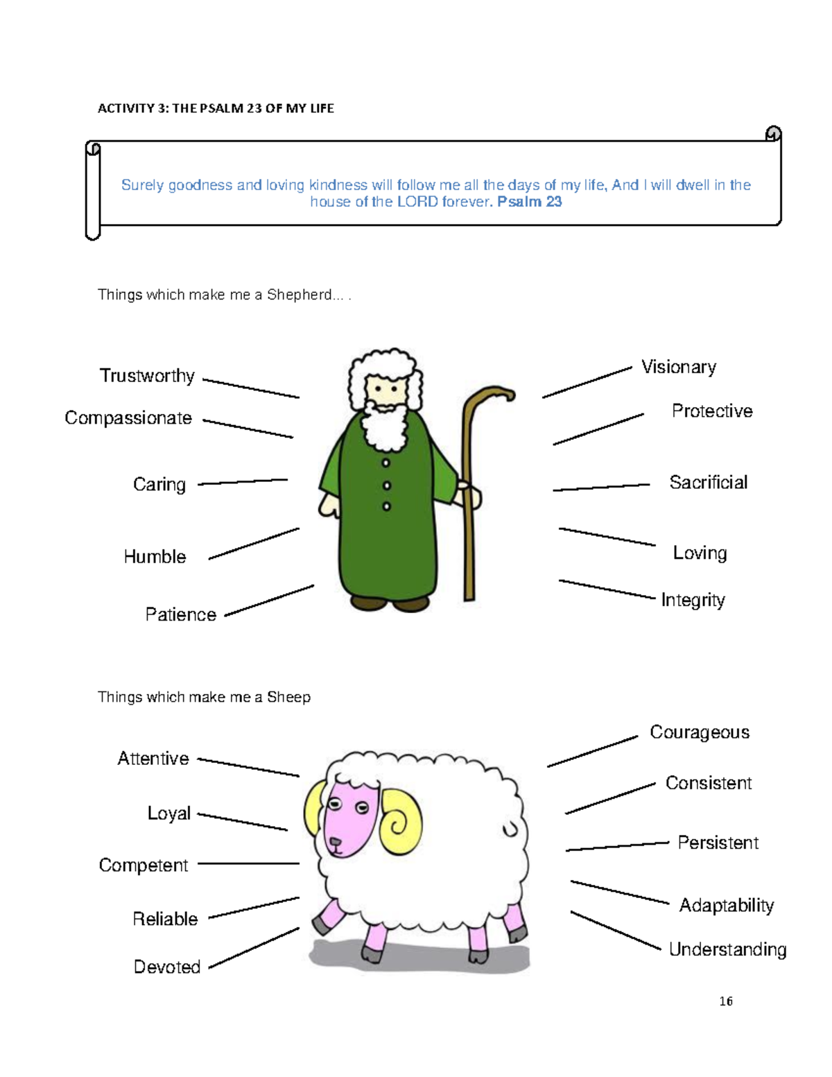 ACT 2 Psalm OF LIFE - Are you Sheep or a Shepherd? - 16 ACTIVITY 3: THE ...