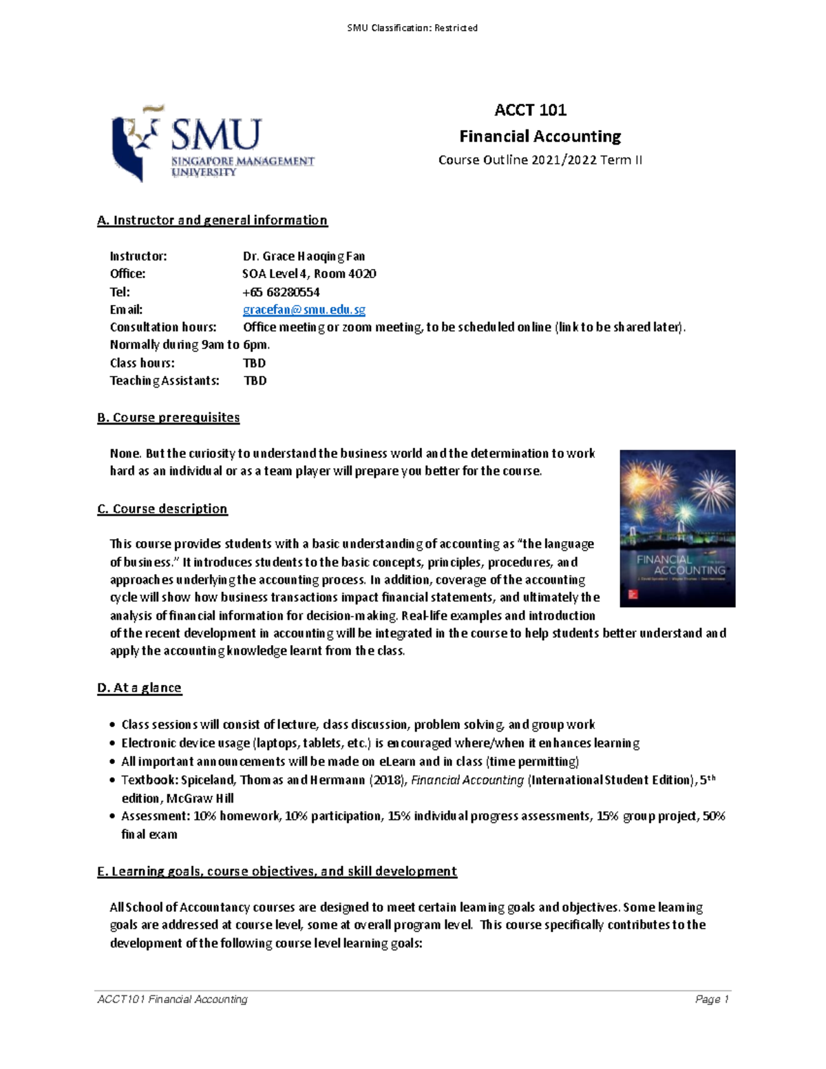 Syllabus ACCT101 2021-2022-GF Final - ACCT 101 Financial Accounting ...