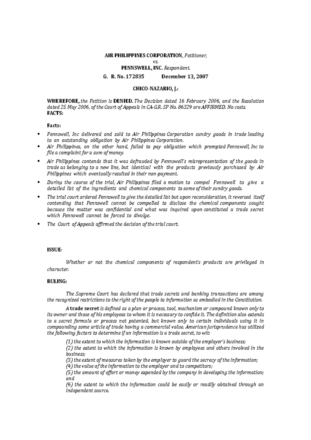 Pennswell digest - AIR PHILIPPINES CORPORATION, Petitioner, vs ...